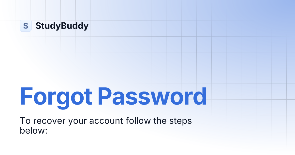 Forgot Password | StudyBuddy