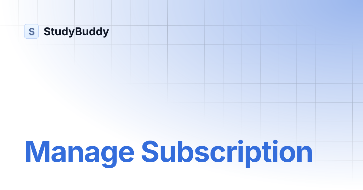 Manage Subscription | StudyBuddy